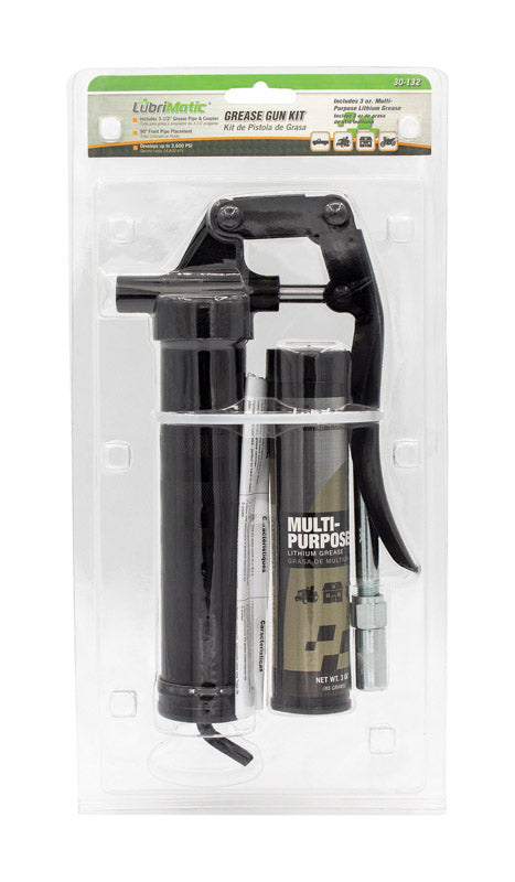 LubriMatic 30-132 Grease Gun Kit, 3 oz, 3600 psi Pressure, Die-Cast Zi ...
