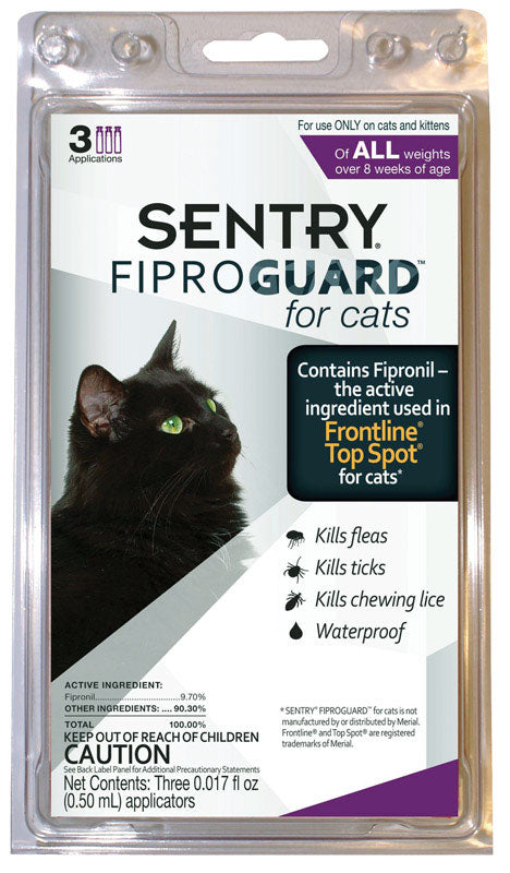 Sentry Fiproguard Liquid Cat Flea Treatment 9.70% Fipronil and 90.30% ...