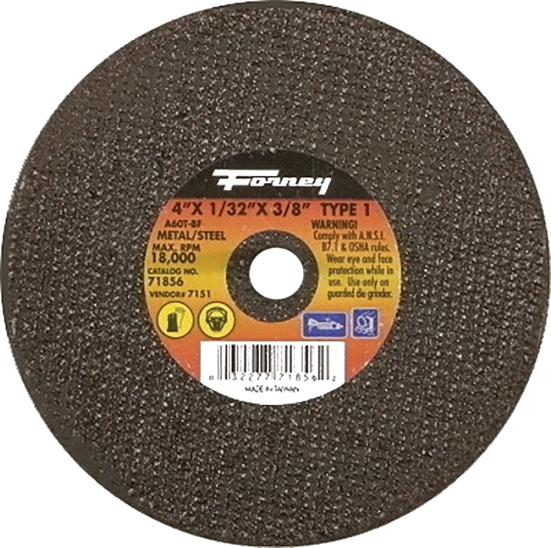 Forney 71856 Cut-Off Wheel, 4 in Dia, 1/32 in Thick, 3/8 in Arbor, 60 ...