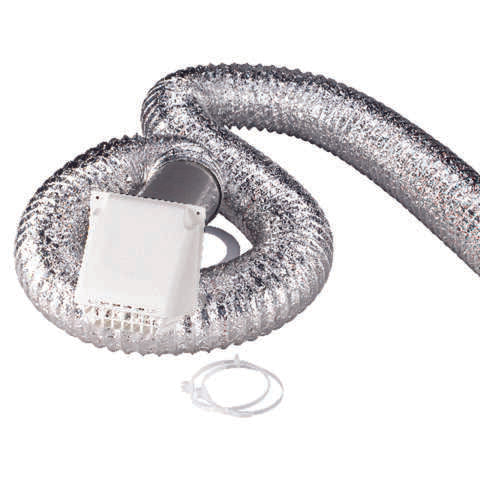 Deflect-O Supurr-Flex 8 ft. L X 4 in. D Silver/White Plastic Dryer Ven ...