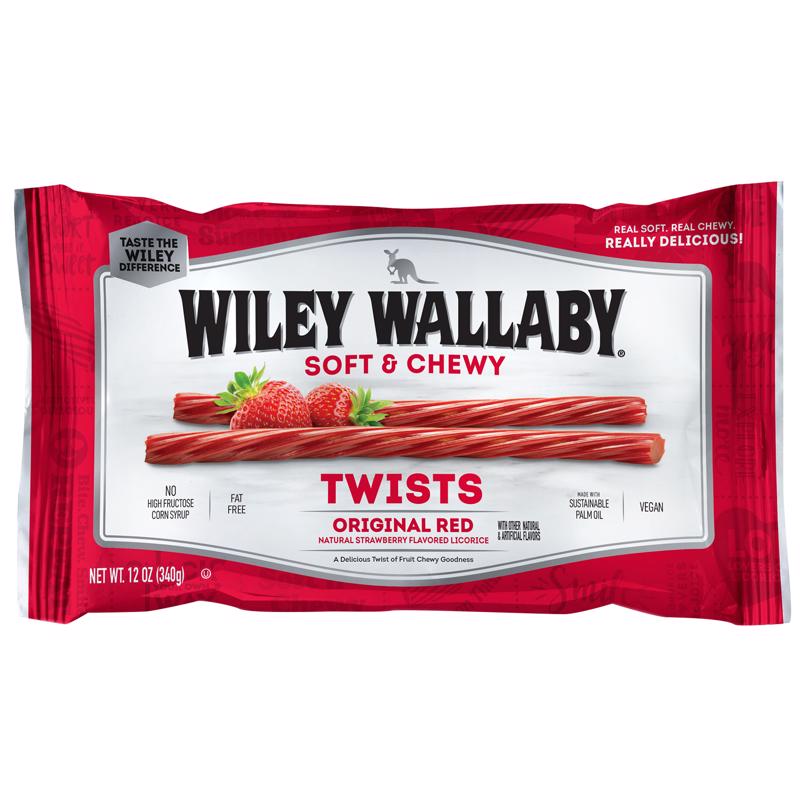 Wiley Wallaby Australian Style Strawberry Licorice Candy 12 oz, Pack o ...